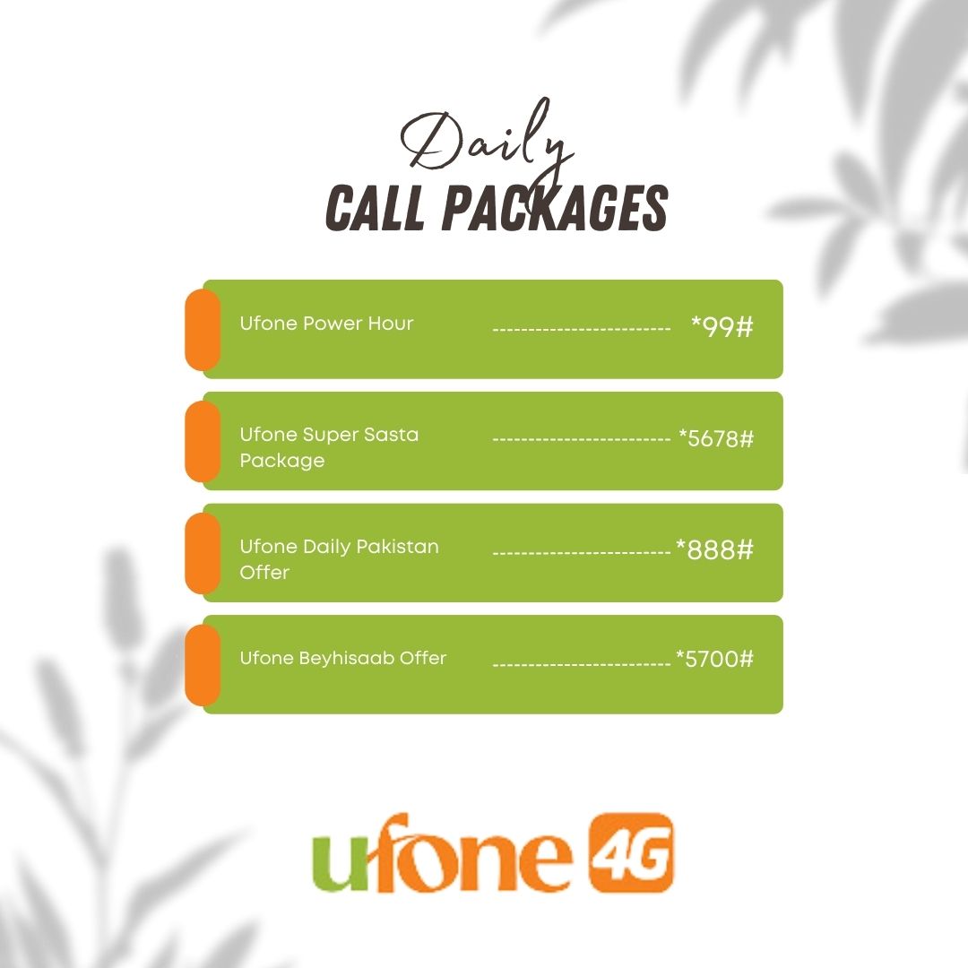 Ufone Call Packages: Hourly, Daily, Weekly, Monthly